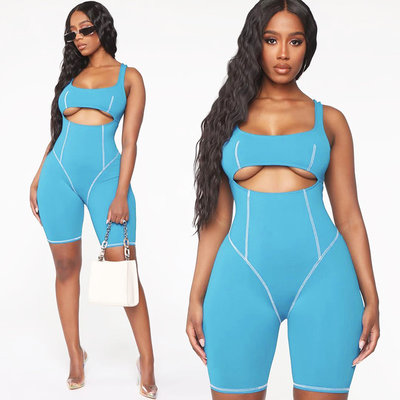 new  Hollow Out Shorts Jumpsuits ladies casual solid color sportswear yoga woman pants youth sportwear