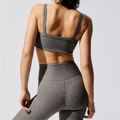 Hot Sales Women Seamless High Waist sports Leggings And Yoga Bra Suit Open Back Yoga Sets Fitness Spaghetti Strap Sportswear