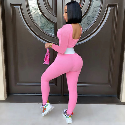 Front Zipper Long Sleeve Sports Outfit   Line Hip High Waist  Sports Outfit
