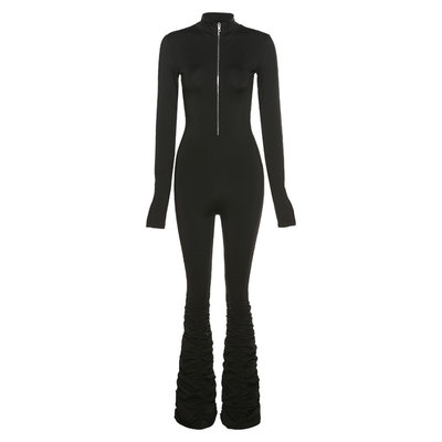 Casual Ladies Sports Outfit Long Sleeve Stacked Breathable Solid Pattern