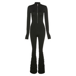 Casual Ladies Sports Outfit Long Sleeve Stacked Breathable Solid Pattern