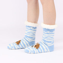 wholesale Warm double layer Leopard grain socks thick custom winter ladies non-slip slipper socks women home floor sock
