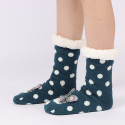 wholesale Warm double layer Leopard grain socks thick custom winter ladies non-slip slipper socks women home floor sock