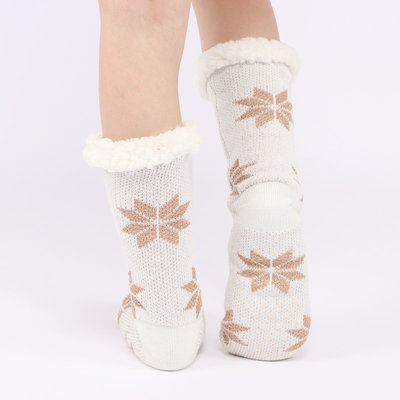 custom Hot Selling thick Maple Leaf Pattern home Floor Socks For women new printed fluffy slipper socks