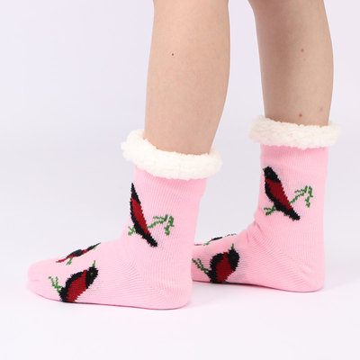 Wholesale women house Indoor Cozy faux fur Non Slip slipper socks Winter home Floor Fuzzy Christmas Socks sherpa socks