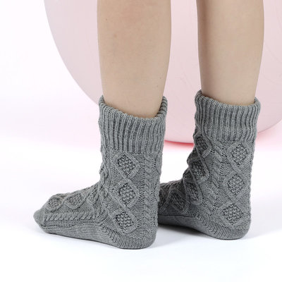 good quality women skin-friendly antiskid socks solid color diamond knitted socks thick slipper socks