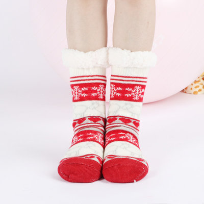female new design non-slip socks mid-length knitted socks with cute animal and heart pattern non skid fashion socks