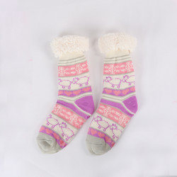 female new design non-slip socks mid-length knitted socks with cute animal and heart pattern non skid fashion socks