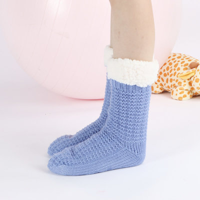 female new mid-length non-slip socks polyester fluffy socks solid color socks with fine good workmanship