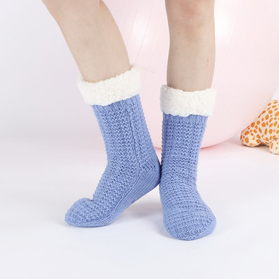 female new mid-length non-slip socks polyester fluffy socks solid color socks with fine good workmanship