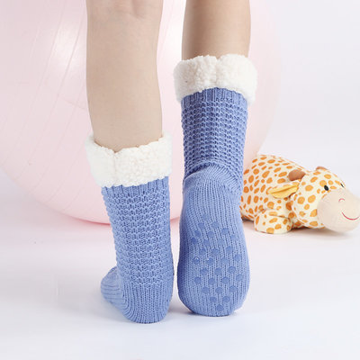 female new mid-length non-slip socks polyester fluffy socks solid color socks with fine good workmanship