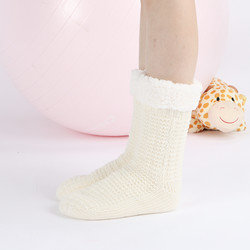 female new mid-length non-slip socks polyester fluffy socks solid color socks with fine good workmanship