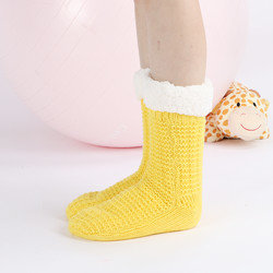 female new mid-length non-slip socks polyester fluffy socks solid color socks with fine good workmanship
