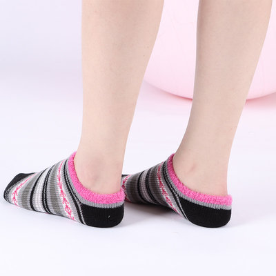 women new soft stripe pattern patch color socks non-slip knitted ankle-length sweat absorbed socks