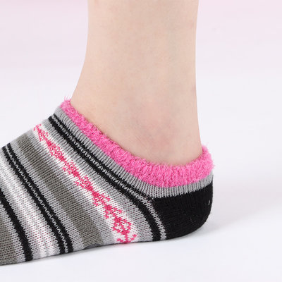 women new soft stripe pattern patch color socks non-slip knitted ankle-length sweat absorbed socks