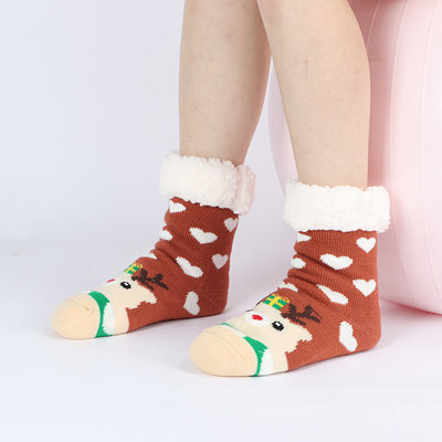 hot sales women winter new non skid socks knitted brown socks with lovely cartoon animal ankle socks