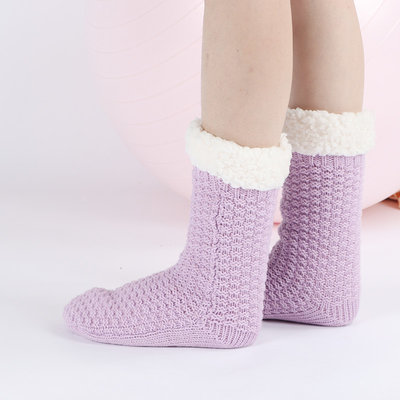 new arrival women winter new solid color anti skid socks knitted polyester socks with numerous colors designer socks