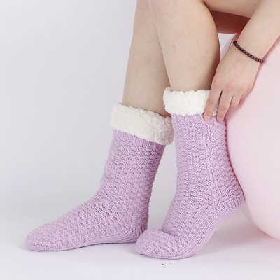 new arrival women winter new solid color anti skid socks knitted polyester socks with numerous colors designer socks