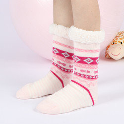 winter adult warm non skid socks stripe patterned patchwork color socks soft fuzzy socks for women