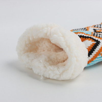 Women's Winter diamond Fleece Lining sock Knit medium length  Slipper Sock Fuzzy Non Skid stocking
