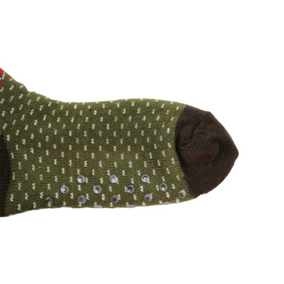 Christmas Reindeer Spots Ladies Slipper Socks Faux Fleece Lined Home Warm