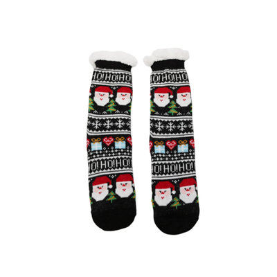 Microfiber Polyester Ladies Slipper Socks Santa Claus Fluffy Fuzzy