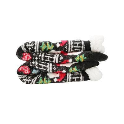 Microfiber Polyester Ladies Slipper Socks Santa Claus Fluffy Fuzzy