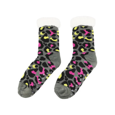 Multicolor Leopard Cotton Crew Slipper Socks Winter Colorful Home Slipper Socks
