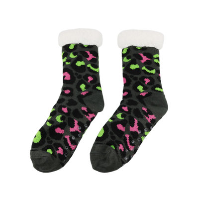Multicolor Leopard Cotton Crew Slipper Socks Winter Colorful Home Slipper Socks