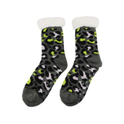 Multicolor Leopard Cotton Crew Slipper Socks Winter Colorful Home Slipper Socks