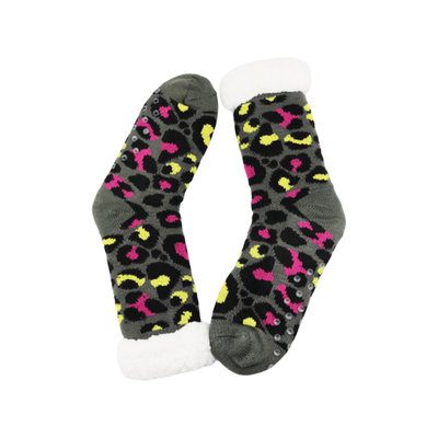 Multicolor Leopard Cotton Crew Slipper Socks Winter Colorful Home Slipper Socks