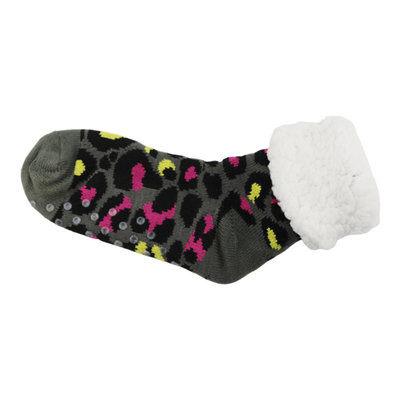 Multicolor Leopard Cotton Crew Slipper Socks Winter Colorful Home Slipper Socks