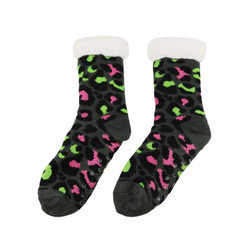 Multicolor Leopard Cotton Crew Slipper Socks Winter Colorful Home Slipper Socks