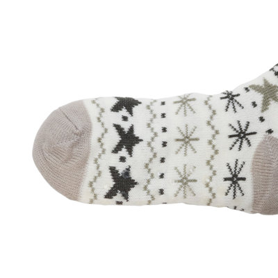 White Cute Animal Knitted Home Socks Warm Sherpa Lining For Winter