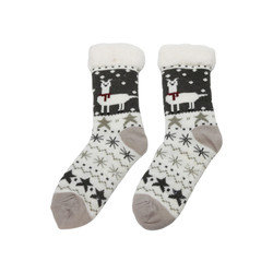 White Cute Animal Knitted Home Socks Warm Sherpa Lining For Winter
