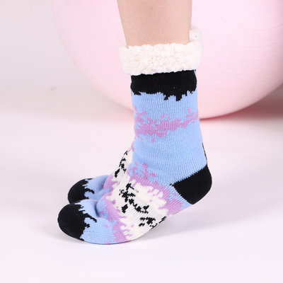 Women Knit Chunky Fuzzy Slipper Socks Warm Thick Fluffy faux fur Lined pattern Stockings ladies Winter home Socks