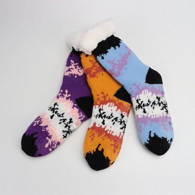 Women Knit Chunky Fuzzy Slipper Socks Warm Thick Fluffy faux fur Lined pattern Stockings ladies Winter home Socks