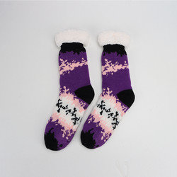 Women Knit Chunky Fuzzy Slipper Socks Warm Thick Fluffy faux fur Lined pattern Stockings ladies Winter home Socks