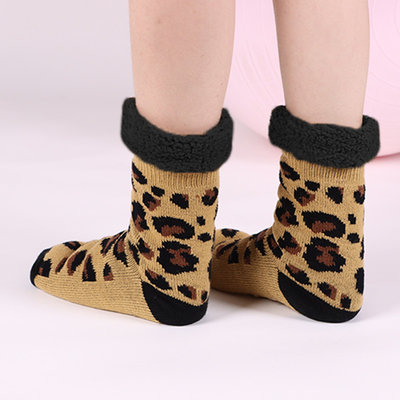women Sexy Leopard Print Socks ladies Street style Long Sock girls Cute thick fluffy antiskid slipper Socks