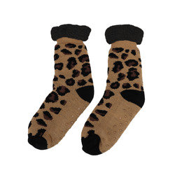 women Sexy Leopard Print Socks ladies Street style Long Sock girls Cute thick fluffy antiskid slipper Socks