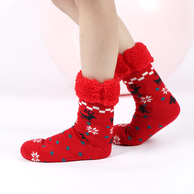 women comfortable soft socks antiskid breathable slipper socks with lovely milu deer thick fur lining china sock wholesale