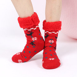 women comfortable soft socks antiskid breathable slipper socks with lovely milu deer thick fur lining china sock wholesale