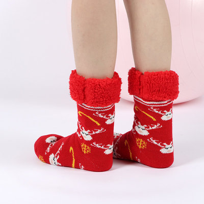 ladies house indoor non skid socks sweat absorbed soft socks with cute cartton animal women winter thick fur socks
