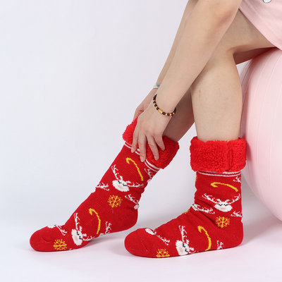 ladies house indoor non skid socks sweat absorbed soft socks with cute cartton animal women winter thick fur socks