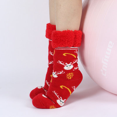 ladies house indoor non skid socks sweat absorbed soft socks with cute cartton animal women winter thick fur socks
