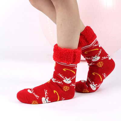 ladies house indoor non skid socks sweat absorbed soft socks with cute cartton animal women winter thick fur socks