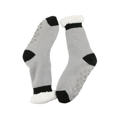 Gray  Cashmere Knitted Fleece Slipper Socks Home Indoor Sweater Sherpa Slipper Socks