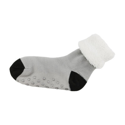 Gray  Cashmere Knitted Fleece Slipper Socks Home Indoor Sweater Sherpa Slipper Socks