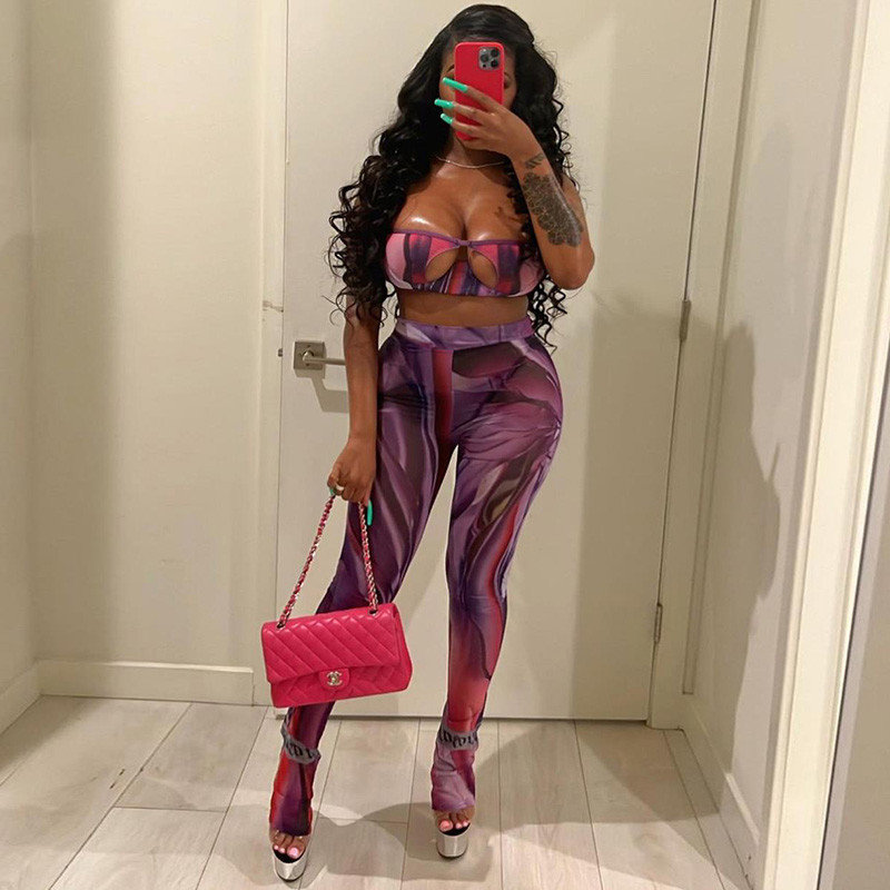 2022 Summer new Fitness Workout Apparel Custom Spaghetti straps Printing Yoga 2 Pieces Training Wear Yoga leggings