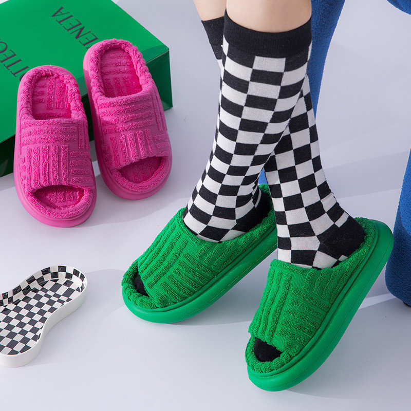 New design Soft and Comfortable plush Open Toe Home indoor Shoes For Ladies Winter Slides Slippers Women wholesale